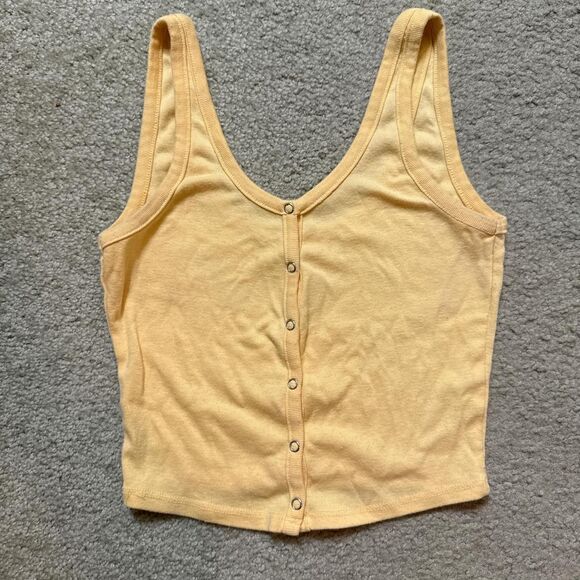 PacSun | Tops | Pac Sun Butter Yellow Snap Front Tank Top Small | Poshmark